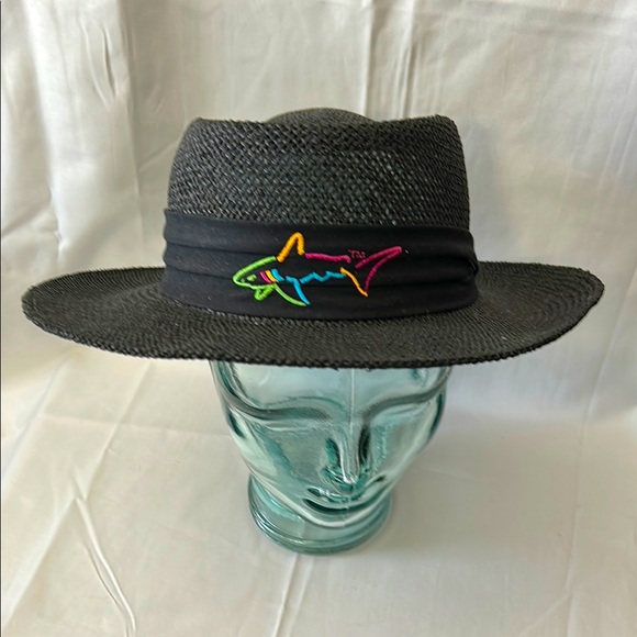 Accessories | Greg Norman Signature Black Straw Sun Hat W Embroidered ...